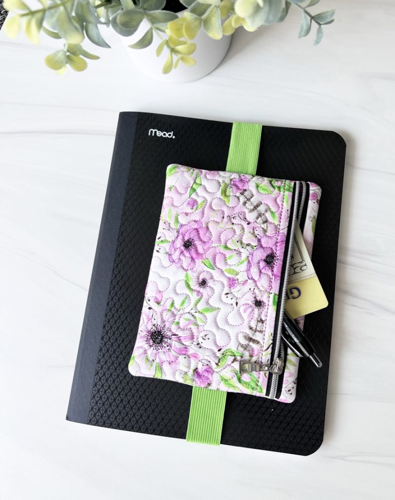 Adjustable Zipper Bag Book Band | Embroidery Garden