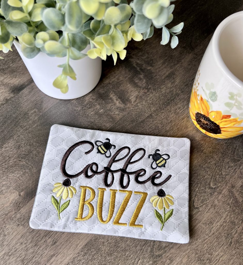 Coffee Buzz Mug Rug | Embroidery Garden