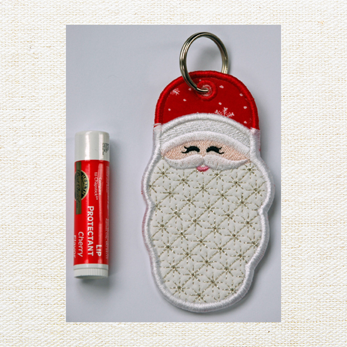 Santa Key Ring Chapstick Holder | Embroidery Garden